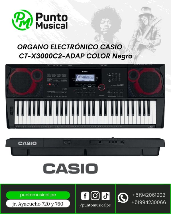 ORGANO ELECTRÓNICO CASIO CT-X3000C2-ADAP COLOR Negro – Punto Musical
