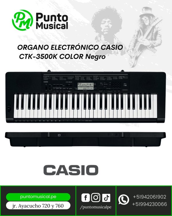 ORGANO ELECTRÓNICO CASIO CTK-3500K COLOR Negro – Punto Musical