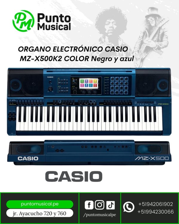 ORGANO ELECTRÓNICO CASIO MZ-X500K2 COLOR Negro y azul – Punto Musical