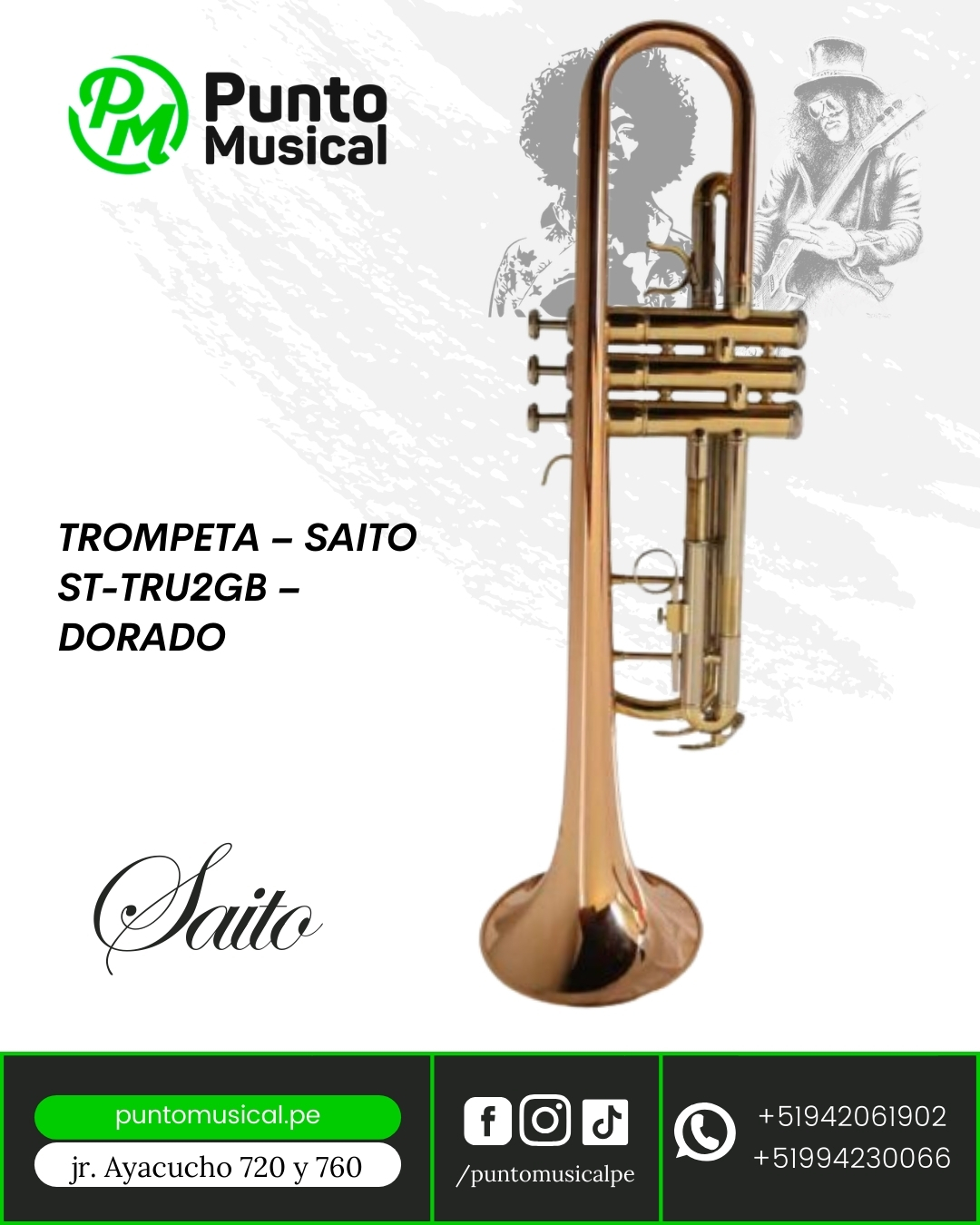 TROMPETA – SAITO ST-TRU2GB – DORADO – Punto Musical