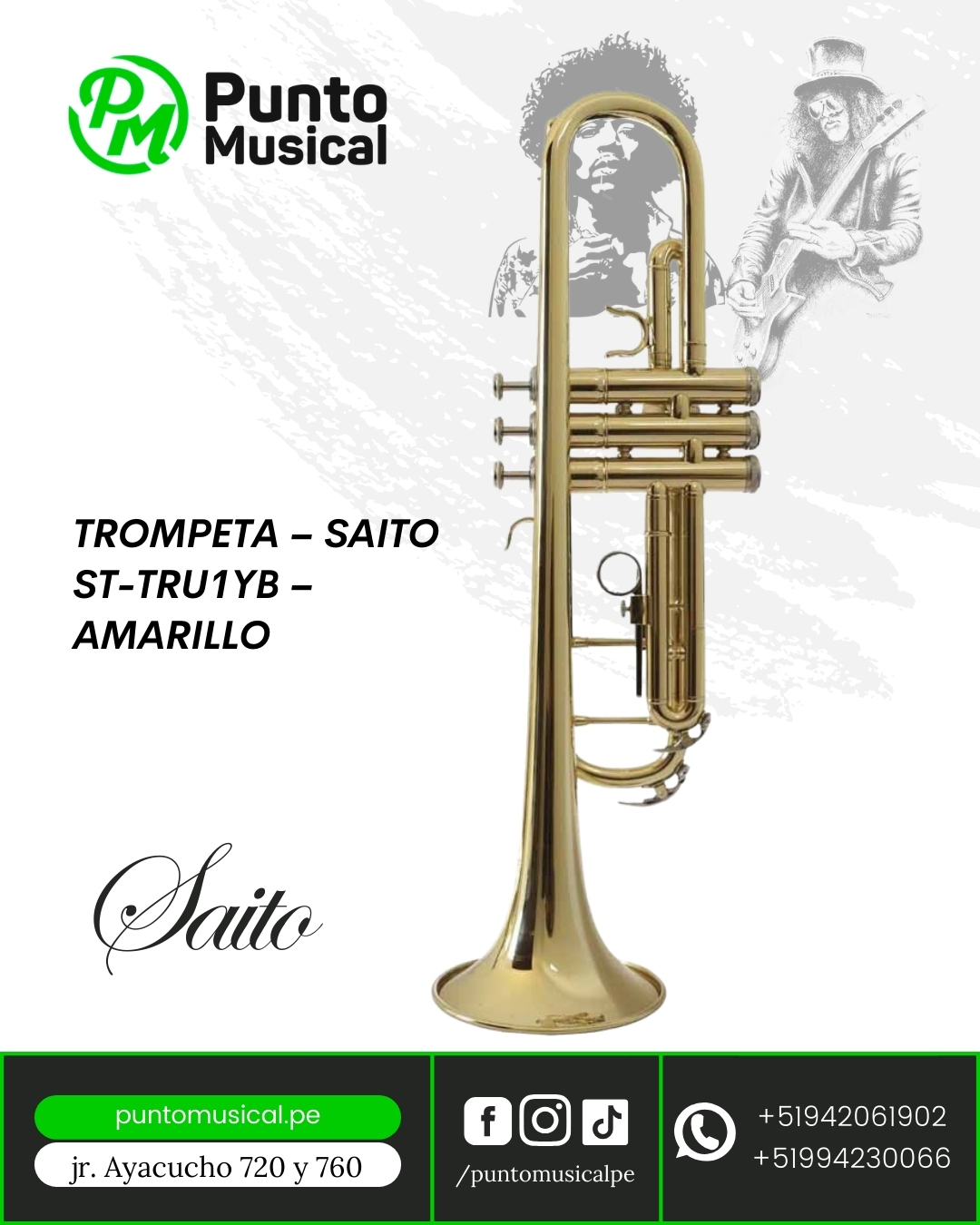 TROMPETA – SAITO ST-TRU1YB – AMARILLO – Punto Musical