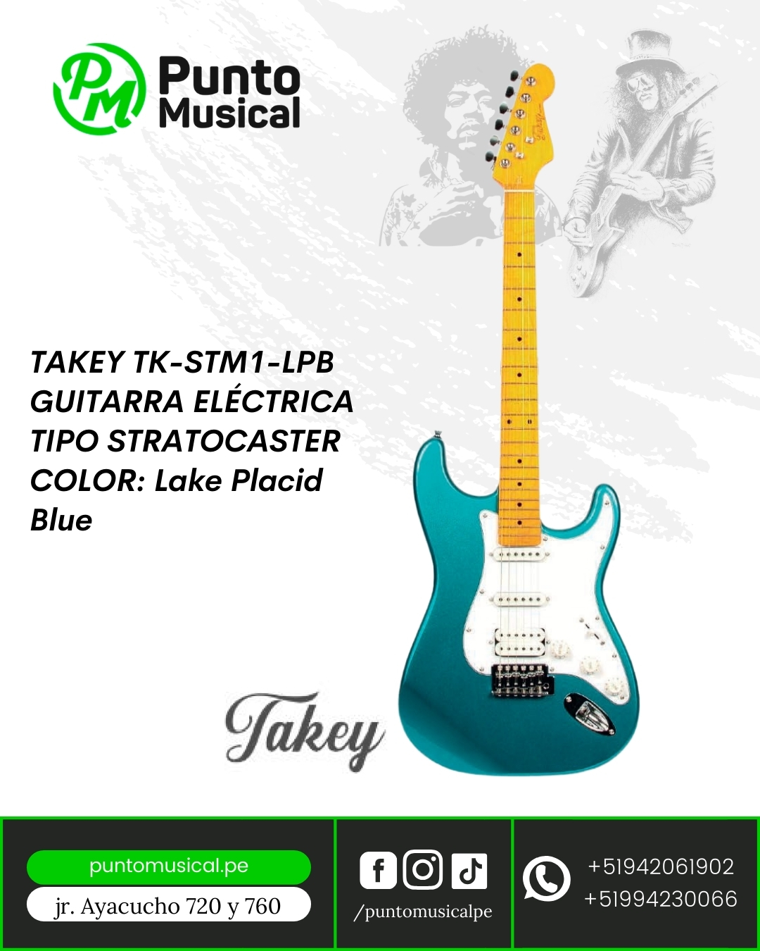 TAKEY TK-STM1-LPB GUITARRA ELÉCTRICA TIPO STRATOCASTER COLOR: Lake ...