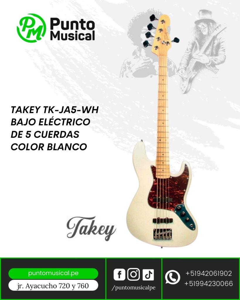 TAKEY TK-JA5-WH BAJO ELÉCTRICO DE 5 CUERDAS COLOR BLANCO – Punto Musical