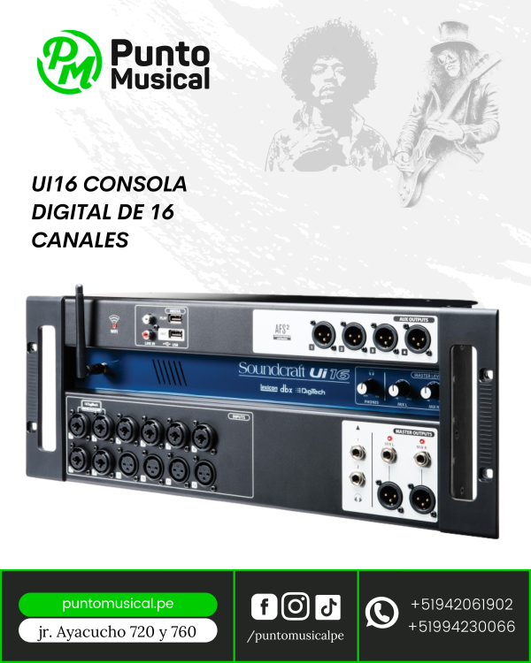 Consola Digital UI16 – 16 Canales para Mezcla Profesional – Punto Musical